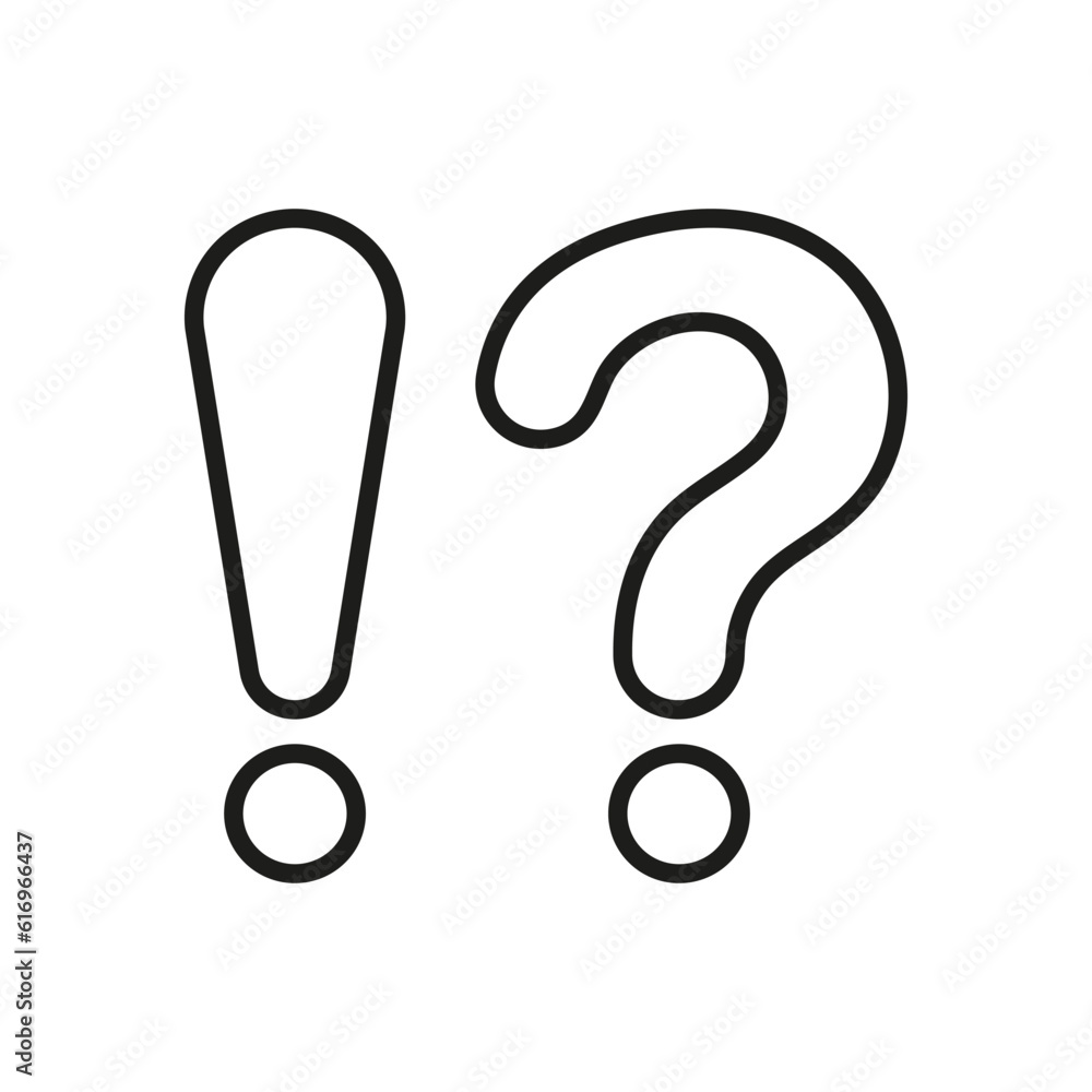 Question Mark and Exclamation Point Line Icon. FAQ, Answer Linear ...