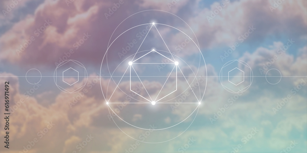 Sacred geometry spiritual new age futuristic illustration with ...