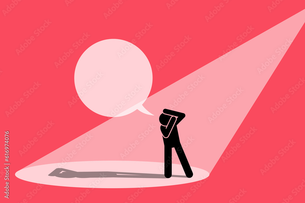 Vector de Stock Person trying to avoid limelight and covering his eyes ...