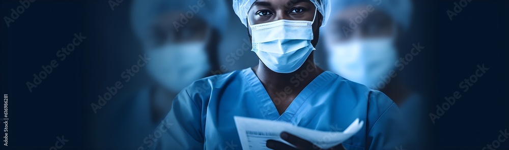 Close up portrait of smiling African beautiful male surgeon wearing a ...