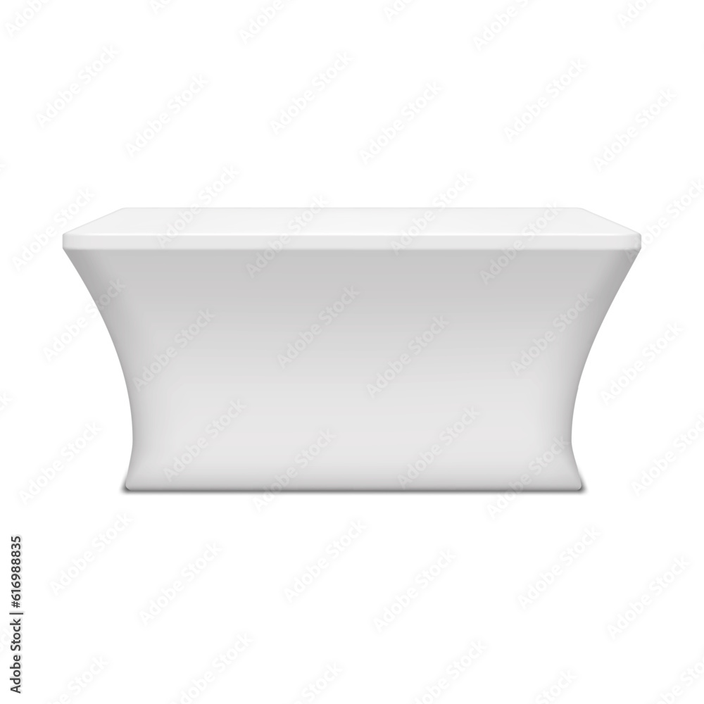 Blank white portable exhibition counter vector mockup. Trade show ...