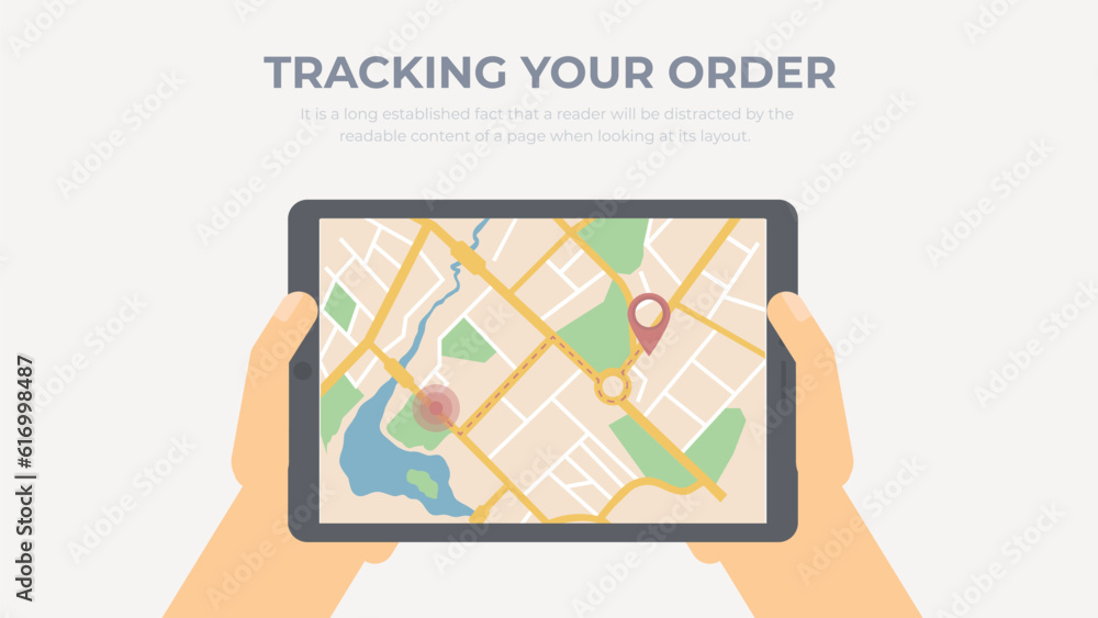 Order tracking vector. GPS navigation map, track your movement in real ...