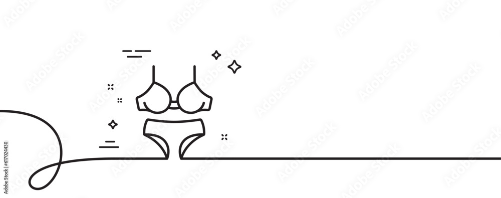 Lingerie line icon. Continuous one line with curl. Breast bra and ...