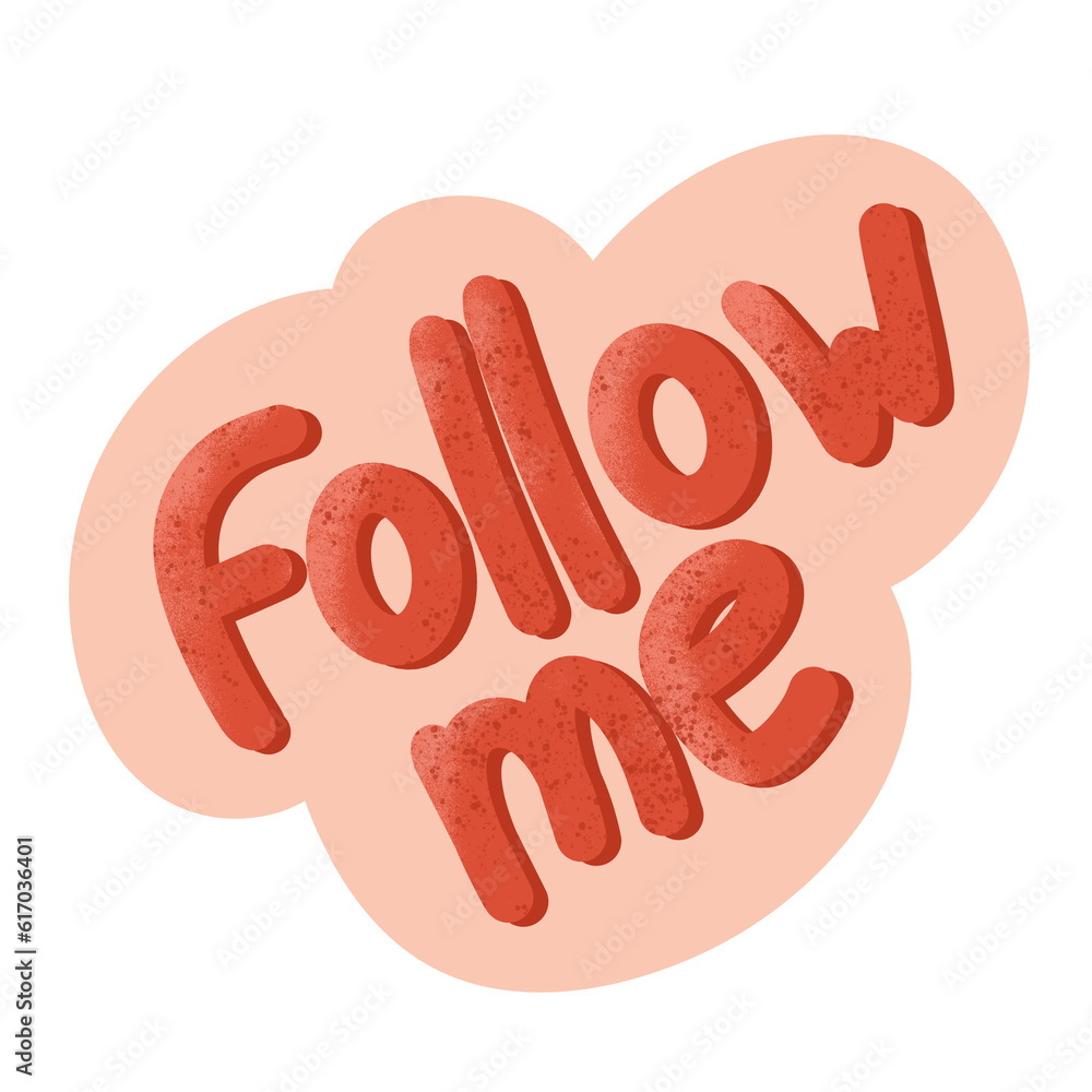 Hand drawn illsutration of follow me button sticker label. Design for ...