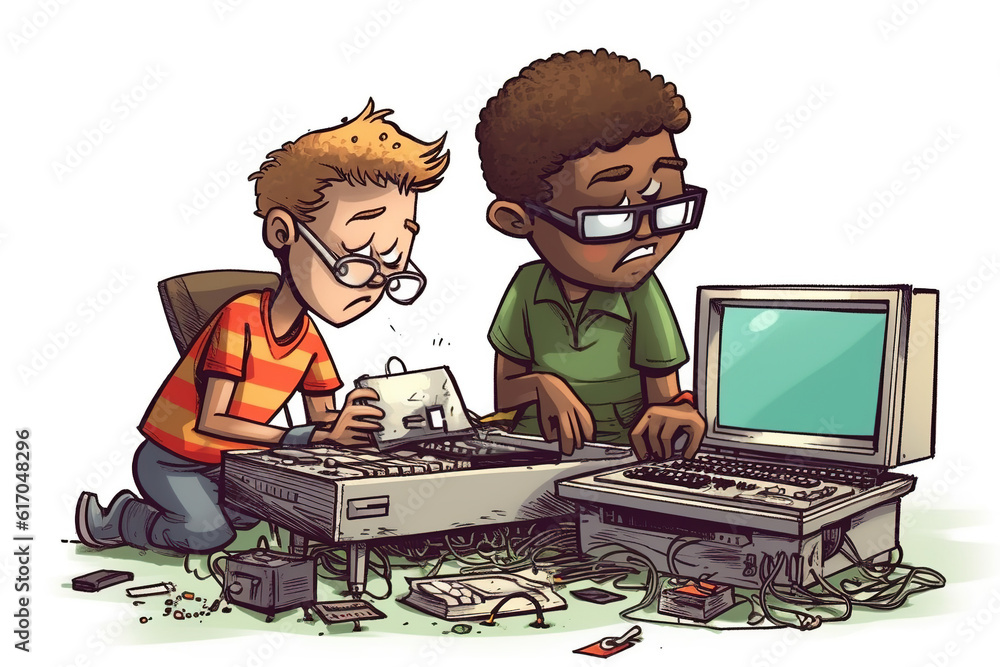 National Techies Day clipart cartoon white background, Generative AI ...