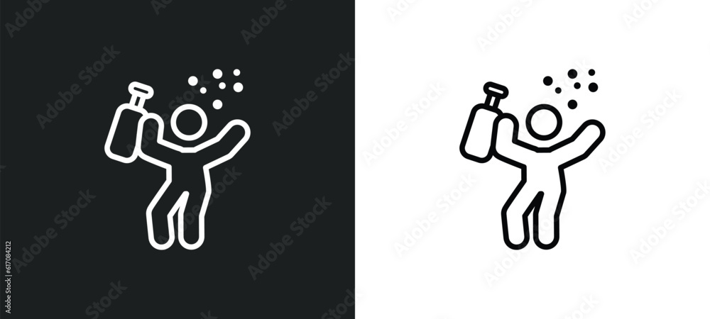 drunk human line icon in white and black colors. drunk human flat ...