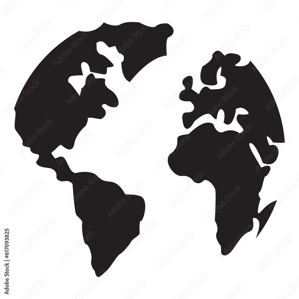 black and white map of continent Stock Illustration | Adobe Stock