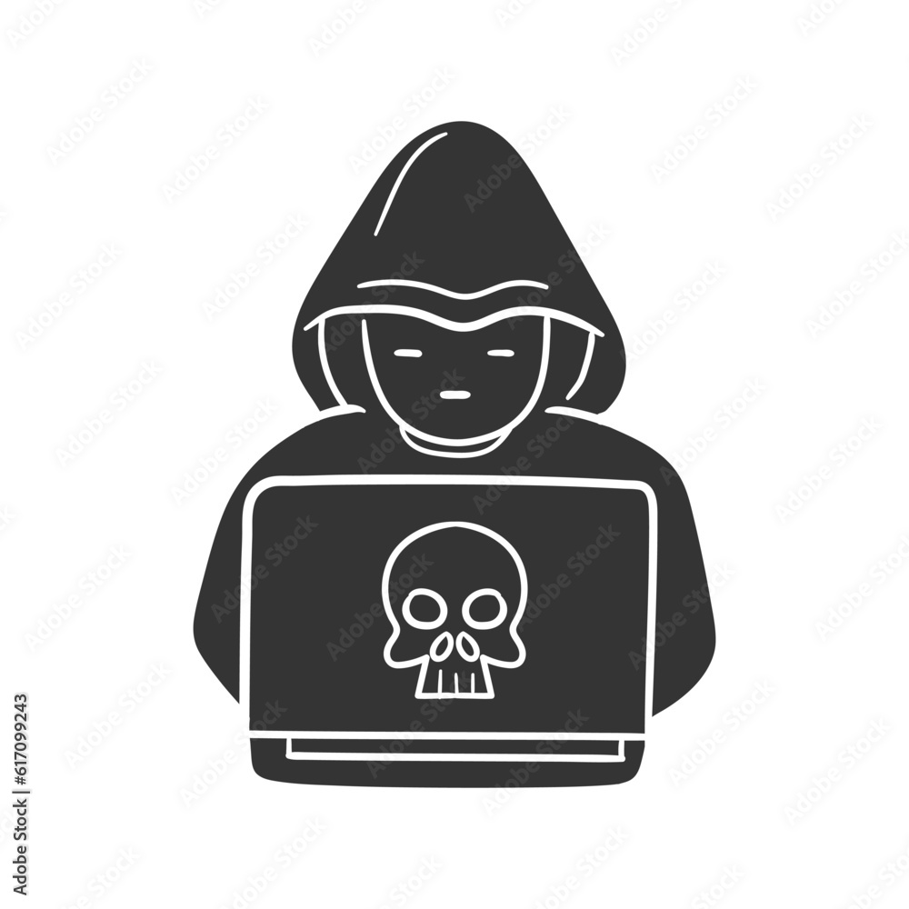 Hacker Icon Silhouette Illustration. Internet Virus Vector Graphic ...