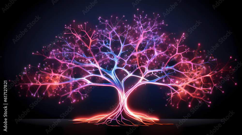 Plexus Tree Neon Digital Background Digital Desktop Wallpaper HD 4k ...