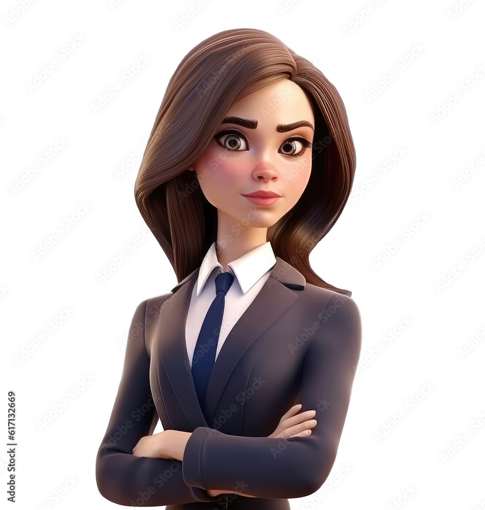 Ilustración de Stock 3d icon cute Young avatar business woman or office ...