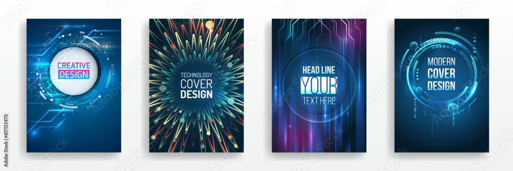 Contemporary technology cover design. Brochure digital template ...