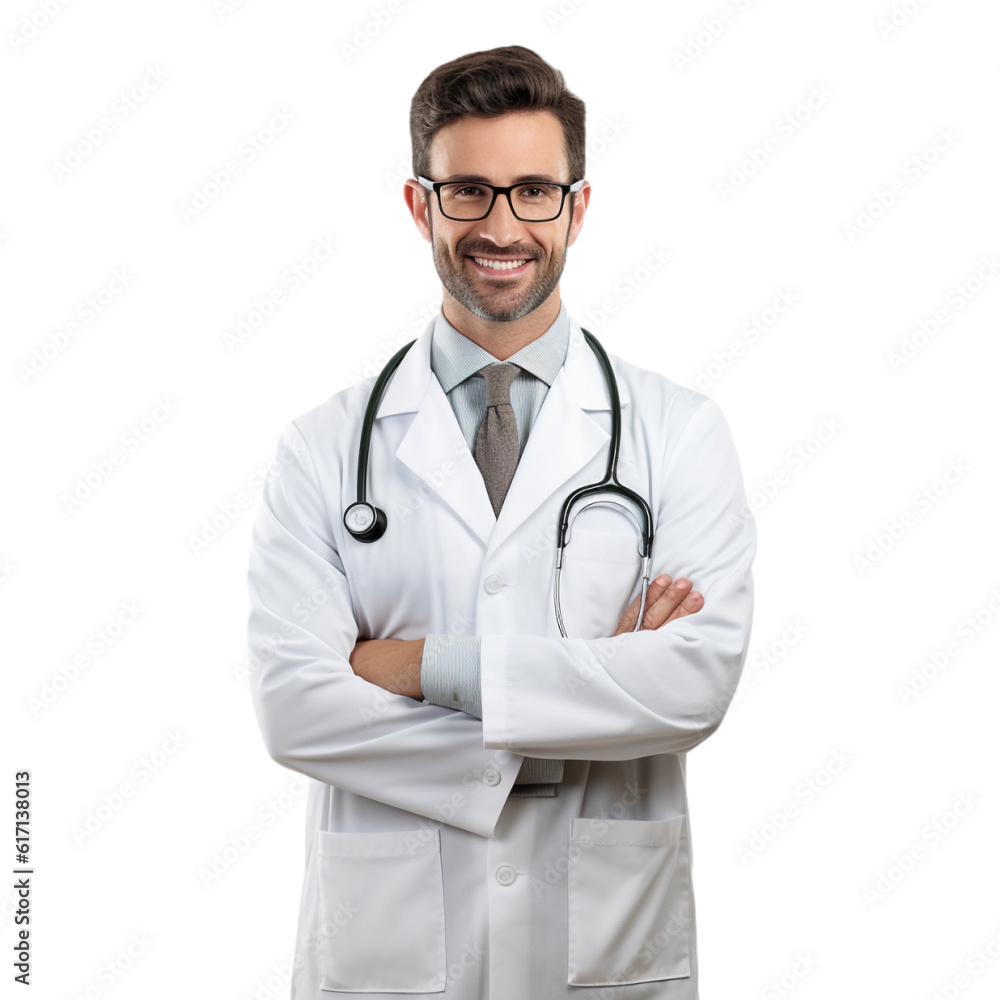 Foto de Stock friendly doctor isolated on transparent background ...