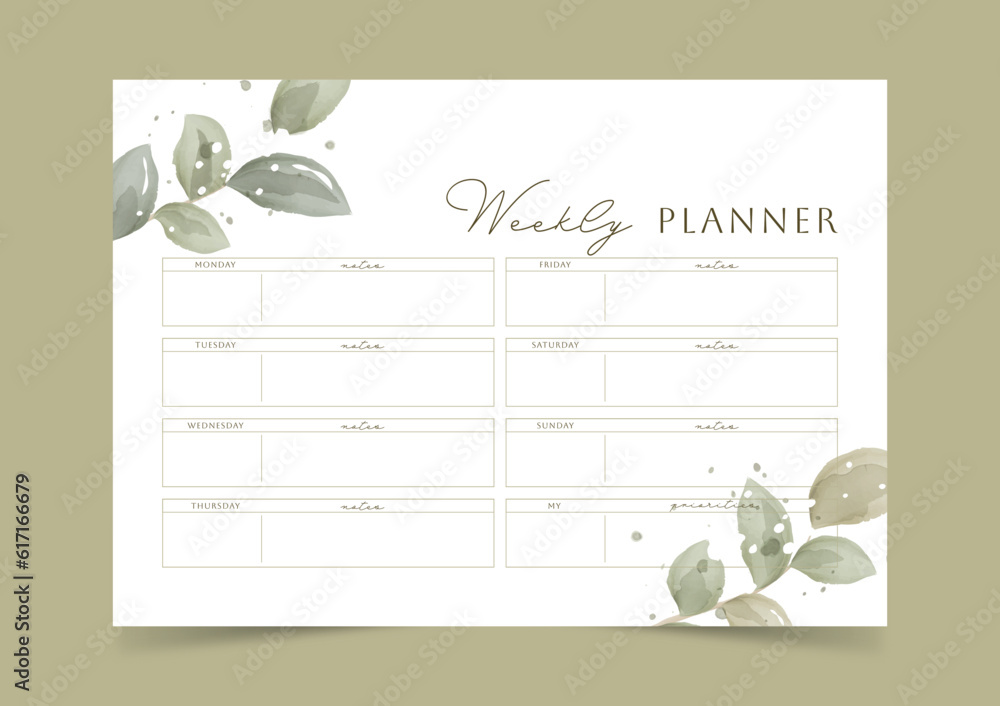 Weekly planner, bullet journal planner template, vector illustration in ...