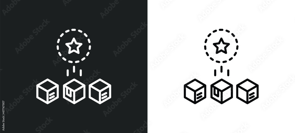 differentiation line icon in white and black colors. differentiation ...