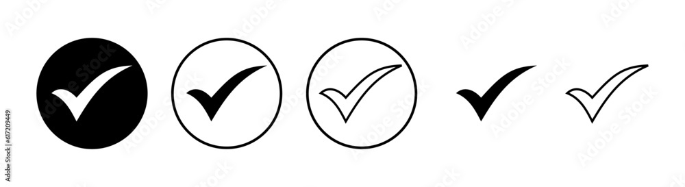Check icons set. check mark icon. check list button icon. Tick Stock ...