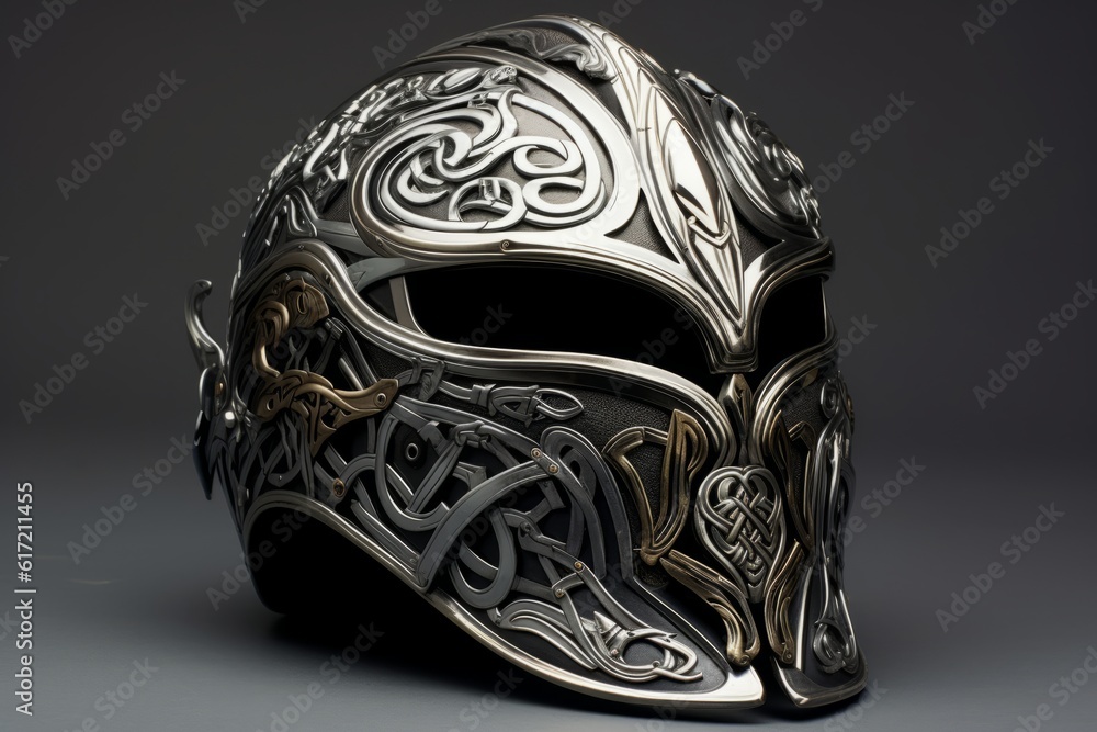 Helmet design that pays homage to ancient warriors. Incorporate motifs ...