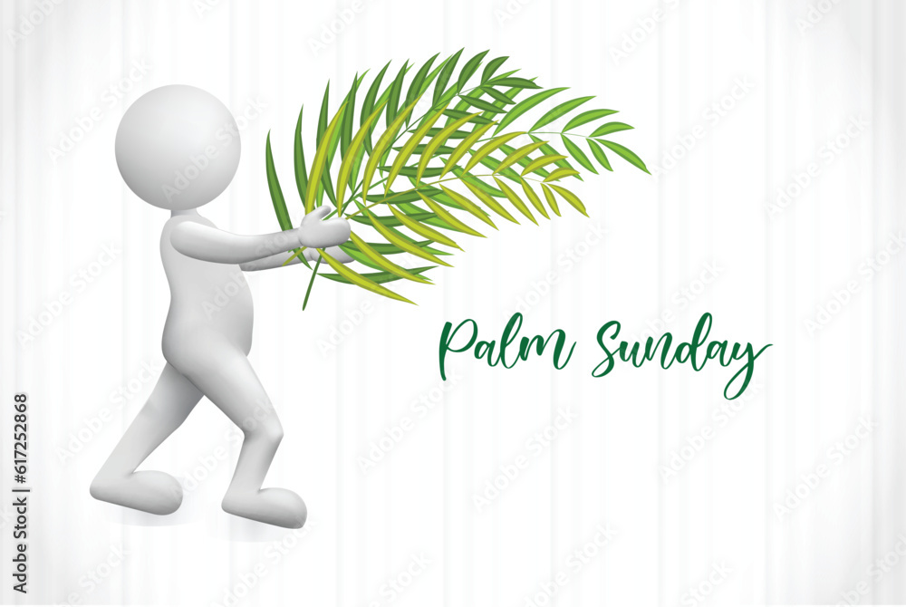 3d small white people-Palm Sunday religious catholic church ...