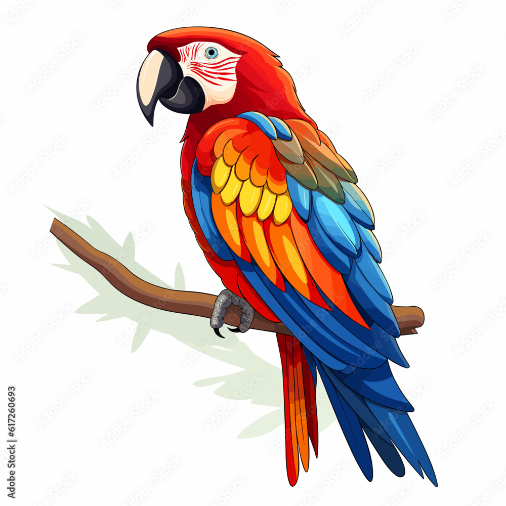 Colorful Spectacle: Scarlet Macaw in Vector Cartoon Style Stock Vector ...