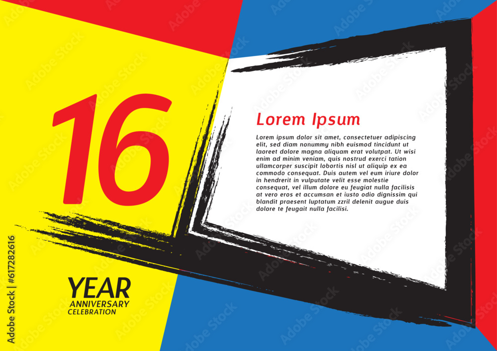 16 year anniversary celebration on modern background for poster, banner ...