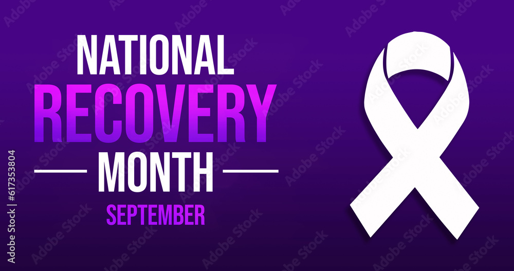 National Recovery month background design with ribbon and purple ...
