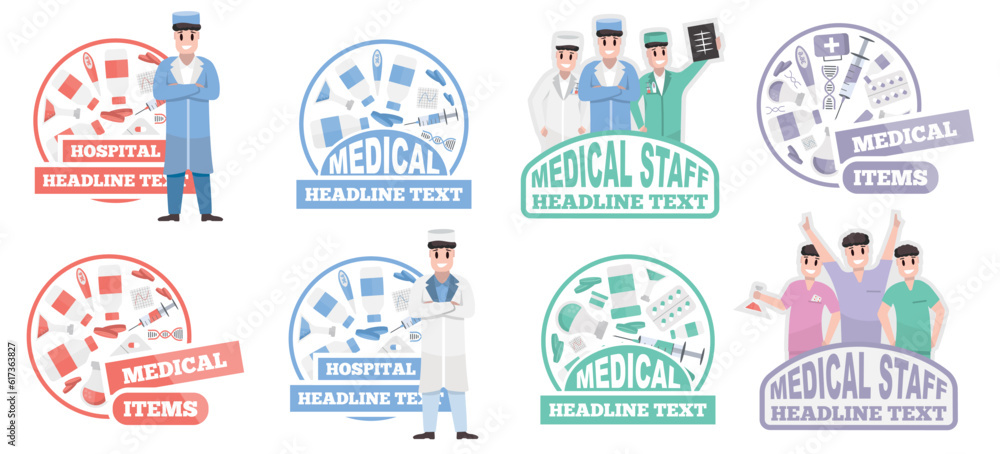 medecine, pharmacy, medical staff badges, emblems on the topic of ...