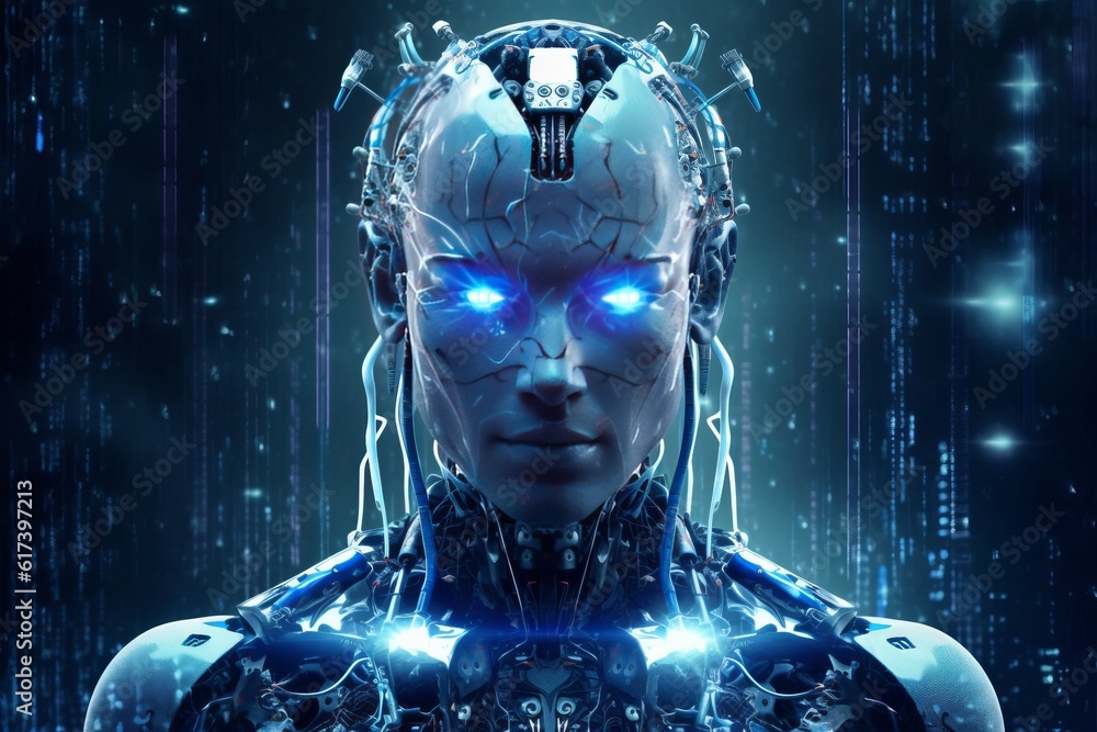 Dramatic realistic portrait of futuristic android, cinematic, highly ...