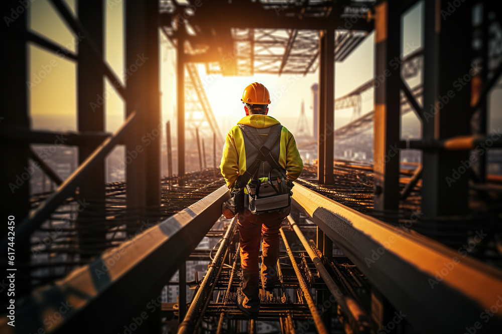 High-Rise Construction Engineering Sci-Fi Architectural Work at Heights ...