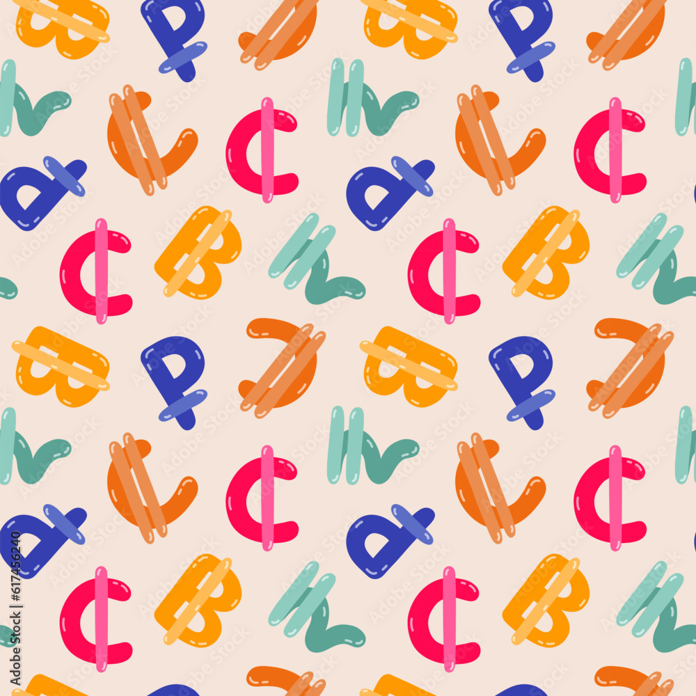 Playful simple seamless pattern with different international currency ...