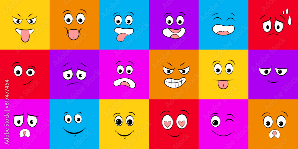 Collection memes.Set of emoticon hand drawn pattern.Different eyes ...