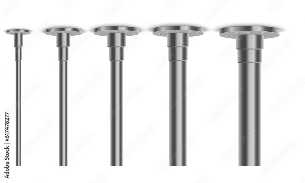 เวกเตอร์ Stock Realistic metal poles. Silver metal vertical pillars ...