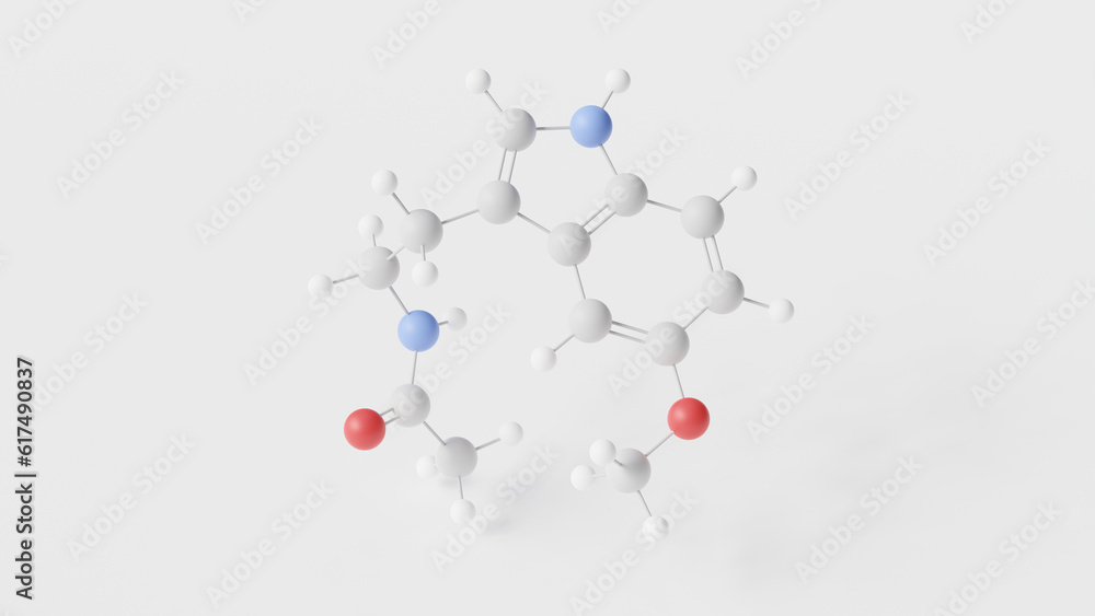 melatonin molecule 3d, molecular structure, ball and stick model ...