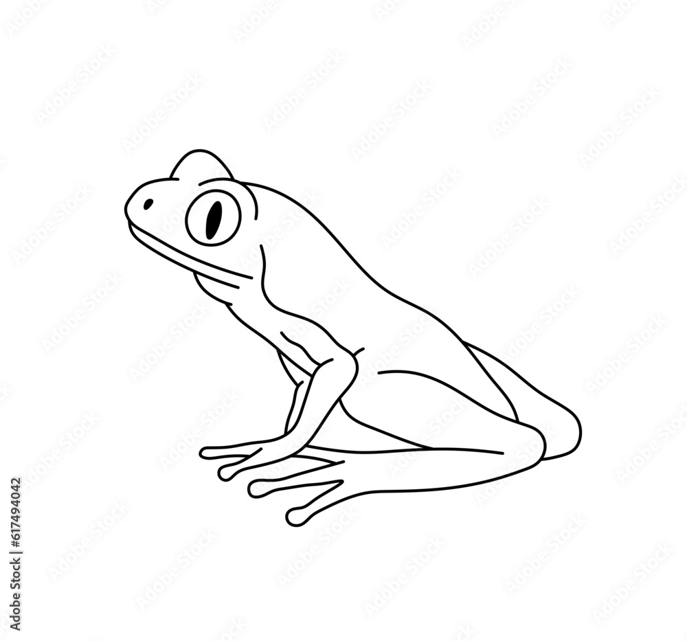 Vector isolated one single sitting tree frog with big eyes side view ...