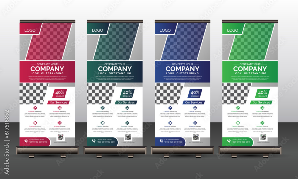Roll Up Banner, Roll up banner design template, vertical, abstract ...