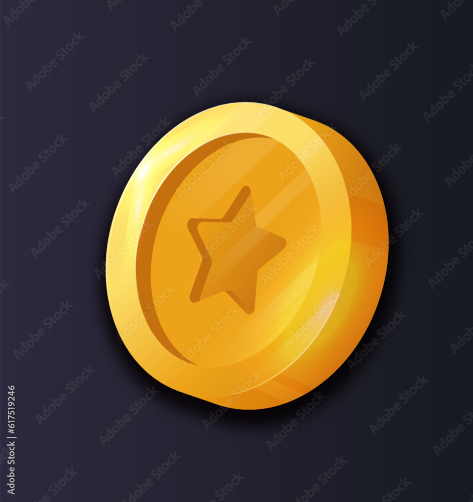 3D game gold coin icon concept Stock Vector | Adobe Stock