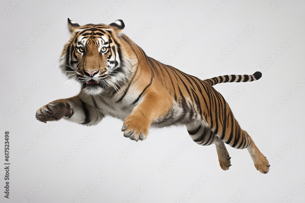 majestic tiger leaping through the air Stock Illustration | Adobe Stock
