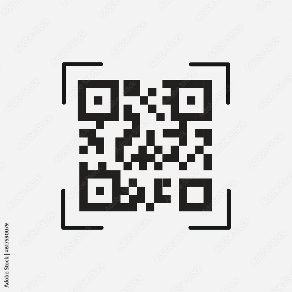 QR code icon. Stroke outline style. Vector QR code sample for ...
