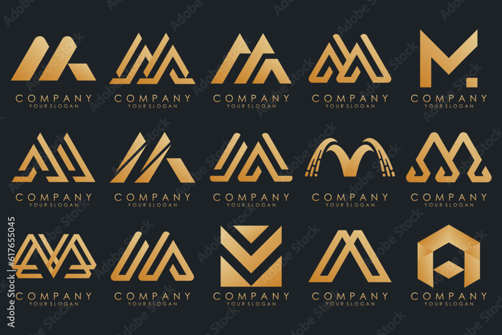 Set of letter M logo design vector. Collection of modern M letter ...