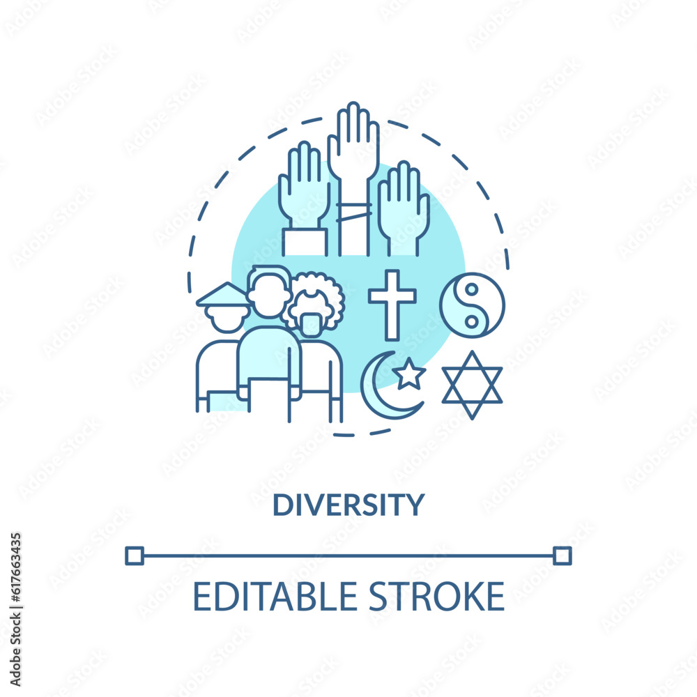 Vector de Stock Diversity turquoise concept icon. Cross cultural ...
