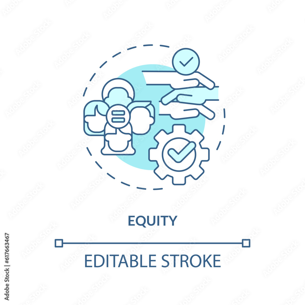 Equity turquoise concept icon. Social justice. Gender equality. Human ...