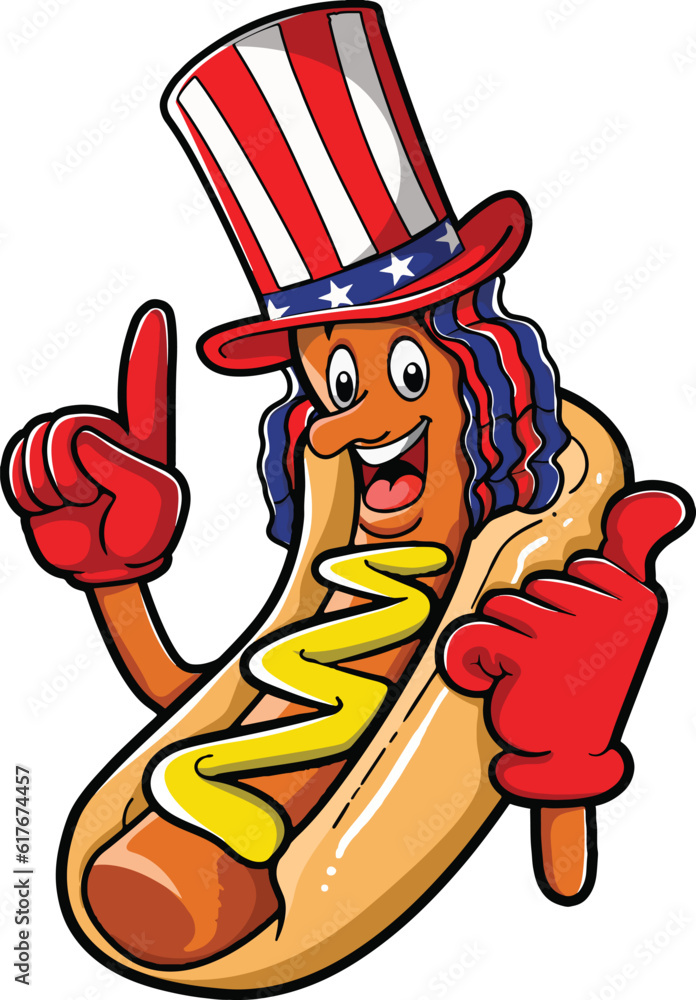 USA Hot Dog Celebrating America 4th Of July With The American Flag ...