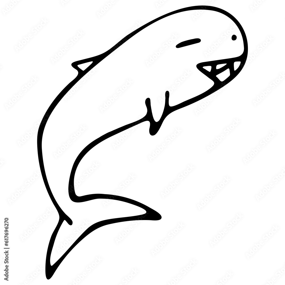 Black and White Whale Illustration Isolated on White Background. Hand ...