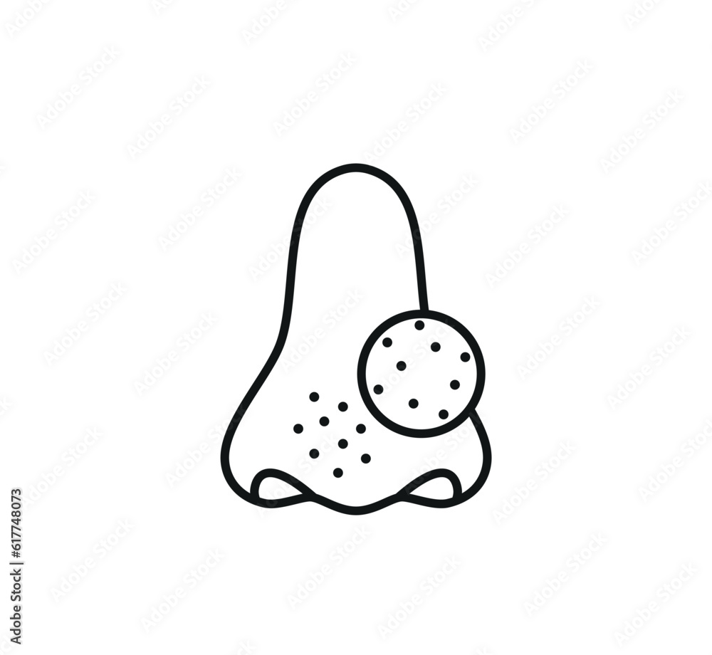 Nose with Acne Line Icon. Cosmetic Skin Problem, Dots in Clogged Pores ...
