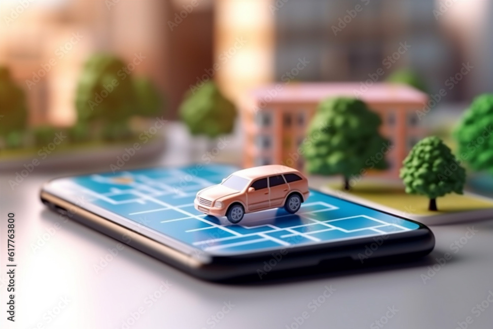 Map Mobile Direction Gps Point Car Navigation Location Travel Phone Generative Ai Stock