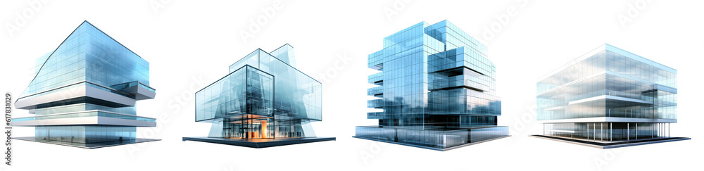Futuristic city mall. Architectural high rise shopping center or office ...