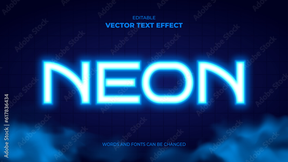 blue neon glow editable text effect Stock Vector | Adobe Stock