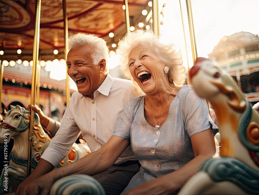 Beautiful sweet happy retired gray haired senior couple laughing ...