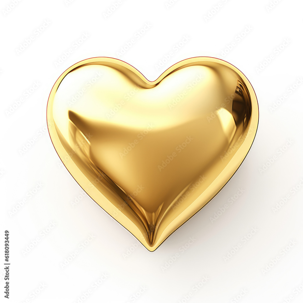 Gold heart isolated on white background Stock Illustration | Adobe Stock