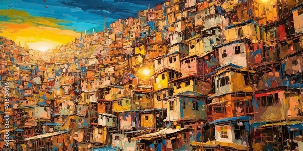 Ilustración de Stock AI Generated. AI Generative. Brazil Rio Favela ...