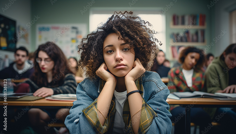 Education And Learning Concept. Portrait of tired and bored student ...