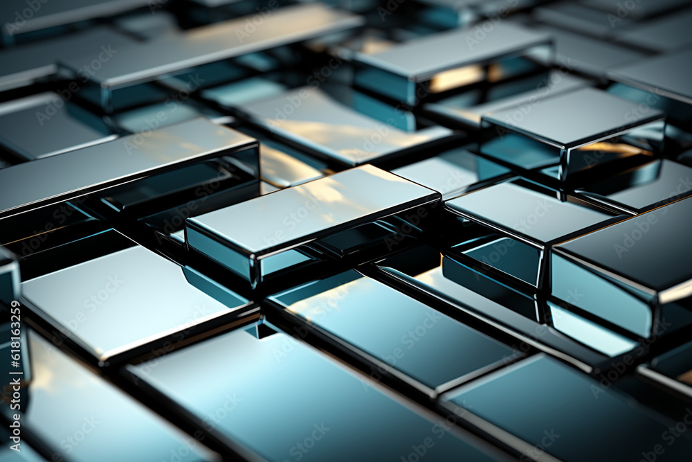 Metallic Tiles: Shimmering metallic tiles with a reflective surface ...